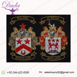 Embroidered Bullion wire Blazer Badges family crests Embroidery Badge